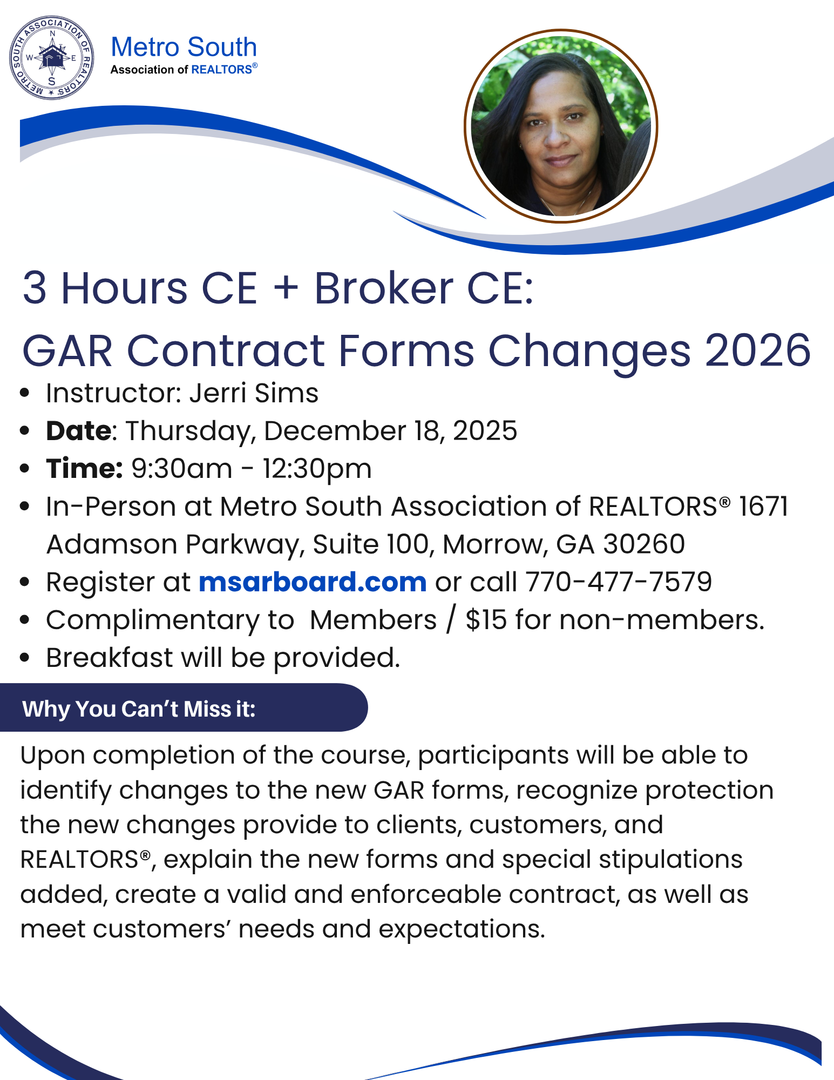 3 Hours CE + Broker CE: GAR Contract Forms Changes 2026
